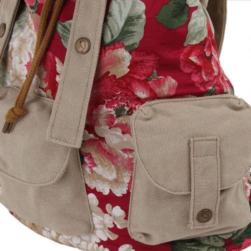 Ethnic Floral Print Canvas Backpack on Luulla